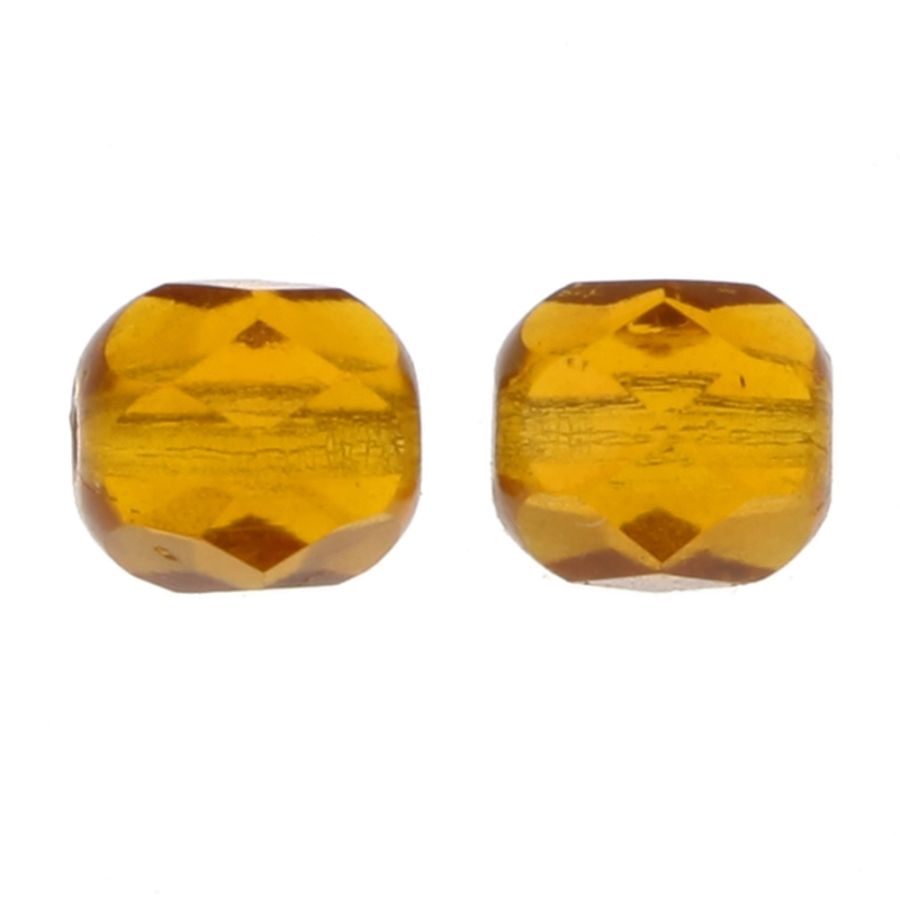 Fire-Polish Glass, Round Faceted Bead-Choose Size (Topaz)