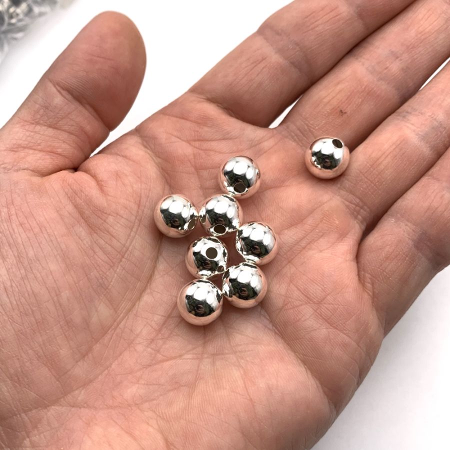 10mm Seamless Round, Sterling Silver Beads (5 Pieces) | Bead